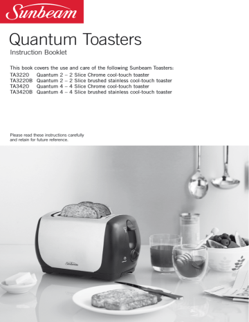 Sunbeam TA3420 Toaster Instruction Booklet | Manualzz