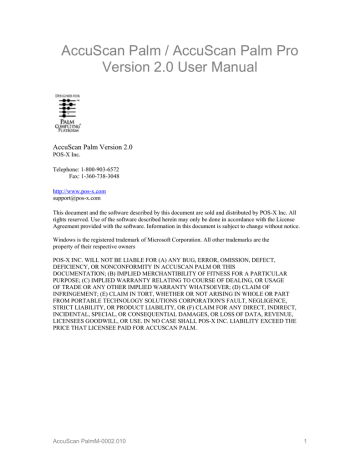 AccuScan Palm Pro, AccuScan Palm Standard User Manual | Manualzz