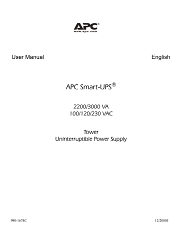 APC Smart-UPS 3000VA USB, Serial 100V User manual | Manualzz