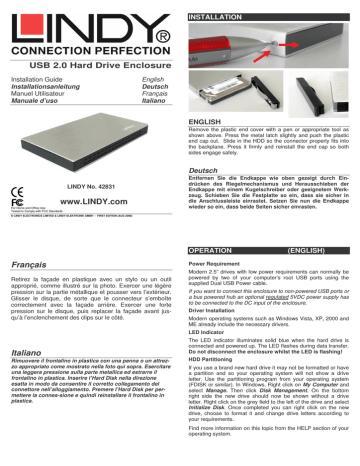 Lindy Drive Enclosure Installation guide | Manualzz