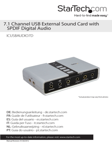 StarTech.com 7.1 USB Audio Adapter External Sound Card with SPDIF Digital Audio Specification ...