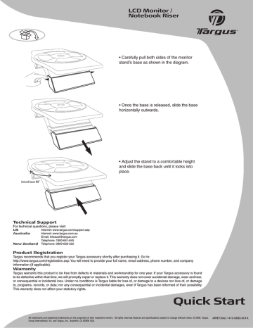 Targus Rotating Monitor Stand Specification | Manualzz