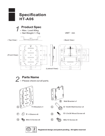 Hontech HT-A06 flat panel wall mount Manual | Manualzz