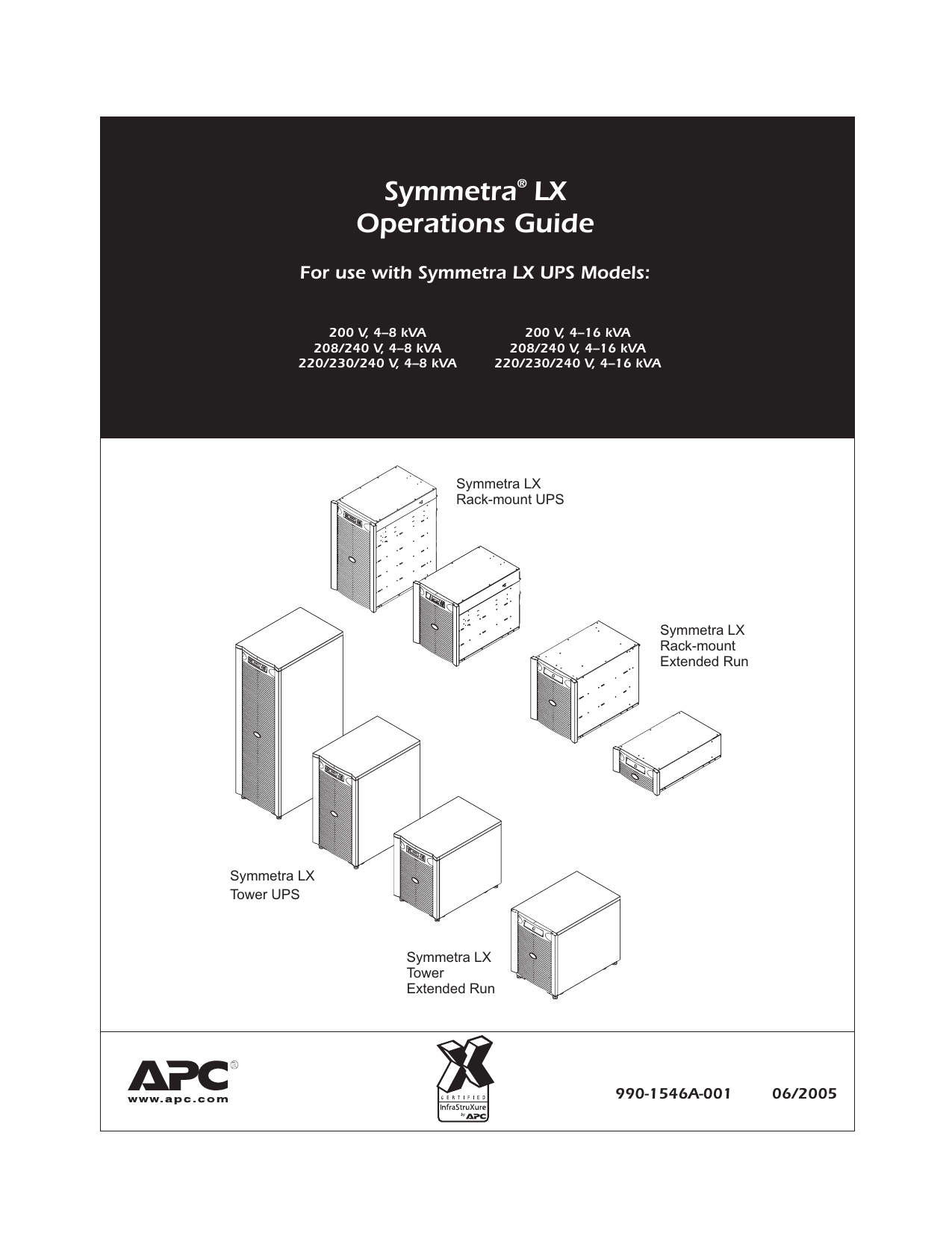 APC Symmetra LX 16kVA Scalable to 16kVA N+1 Ext. Run Tower, 208/240V ...