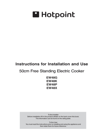 Hotpoint EW48P cooker Installation Instructions | Manualzz