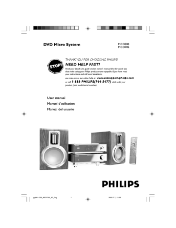 Philips MCD702 DVD Micro Theater Specification | Manualzz