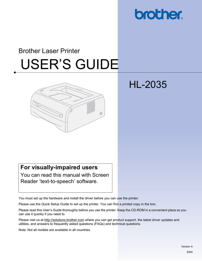 Brother HL-2035 + PT-1005FB User guide | Manualzz