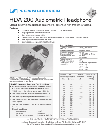 Sennheiser HDA 200 Datasheet | Manualzz