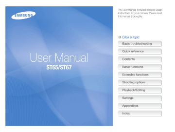 Quick reference. Samsung ST65, ST67, 65 | Manualzz