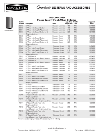 Da-Lite Concord Lectern Manual | Manualzz