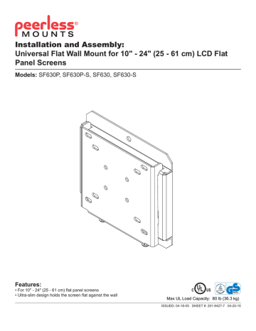 Peerless SF630P flat panel wall mount Specification | Manualzz