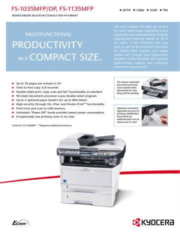 KYOCERA FS FS-1035MFP/DP Specification | Manualzz