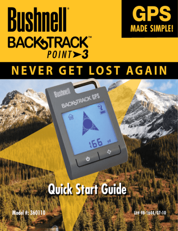 Bushnell BackTrack Point 3 Getting started guide | Manualzz