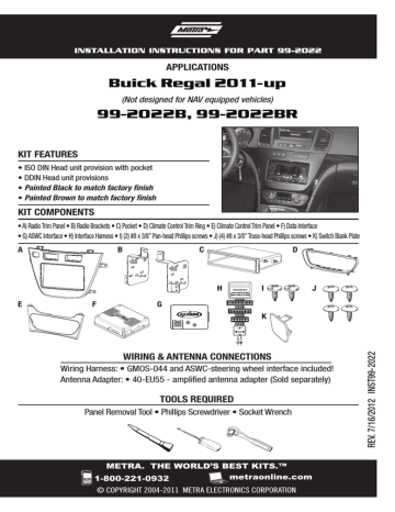 Metra 99-2022B car kit Installation Instructions | Manualzz