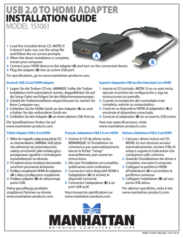 Manhattan USB 2.0/HDMI Installation guide | Manualzz