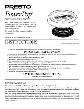 Presto PowerPop Installation guide | Manualzz