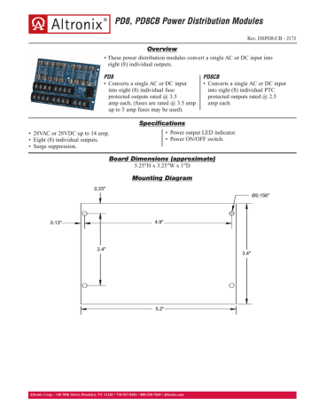 Altronix PD8 power distribution unit PDU Specification | Manualzz