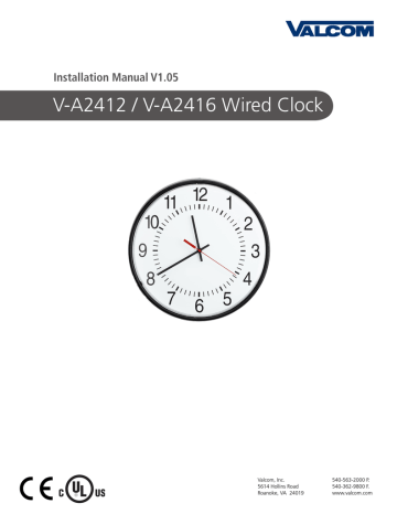 Valcom Wired Analog Clocks Installation Manual | Manualzz