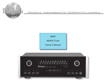 McIntosh MR87 audio tuner Owner's manual | Manualzz