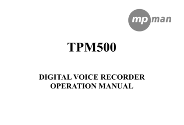 Mpman TPM500 dictaphone | Manualzz