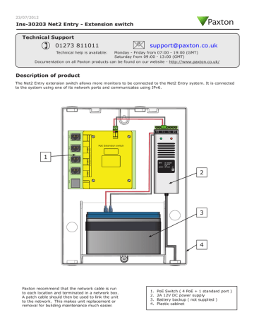 Paxton Net2 Entry Extension switch Specification | Manualzz