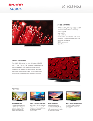 Sharp LC-60LE640U LED TV Specification | Manualzz