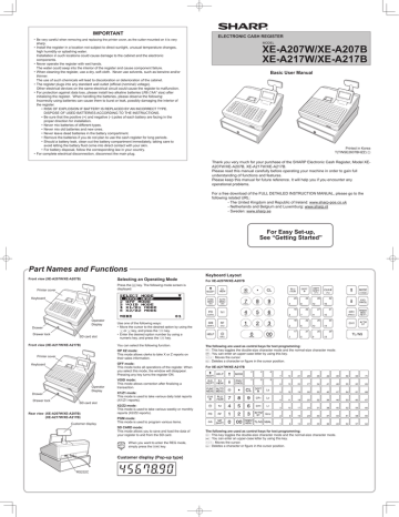 Sharp XE-A217B cash register User manual | Manualzz