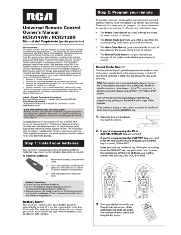 RCA RCR313BR remote control Owner's manual | Manualzz