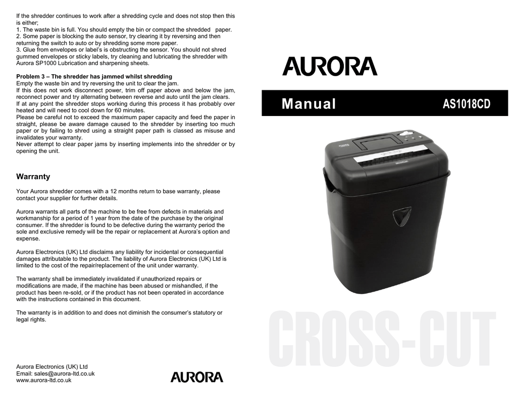 Aurora AS1018CD User Manual Manualzz aurora-as1018cd-user-manual-manualzz