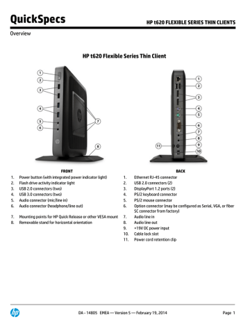 HP t620 Specification | Manualzz