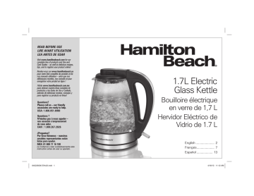 Hamilton Beach 40865 electrical kettle User guide | Manualzz