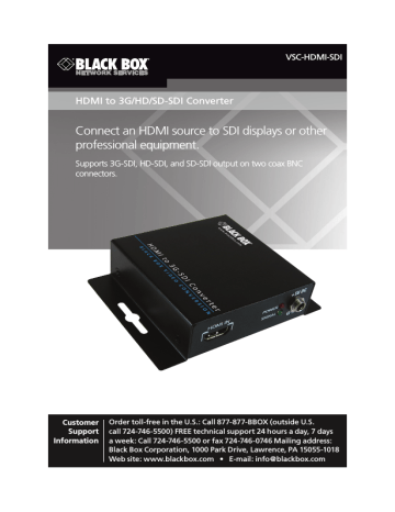 Black Box VSC-HDMI-SDI video converter Specification | Manualzz