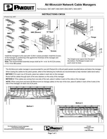 Panduit NM1 rack accessory Manual | Manualzz