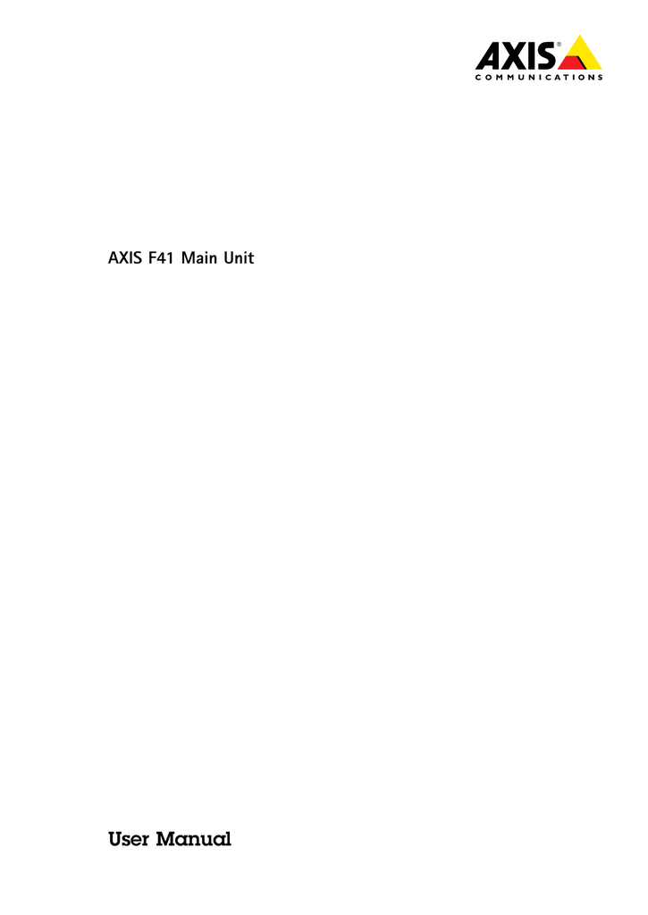 Axis F41 User manual | Manualzz
