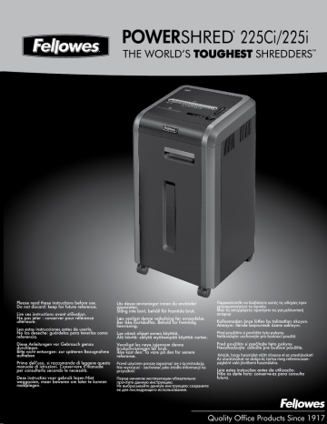 Fellowes Powershred 225Ci Instruction manual | Manualzz