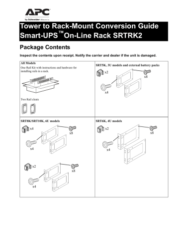 APC SRTRK2 mounting kit Installation guide | Manualzz