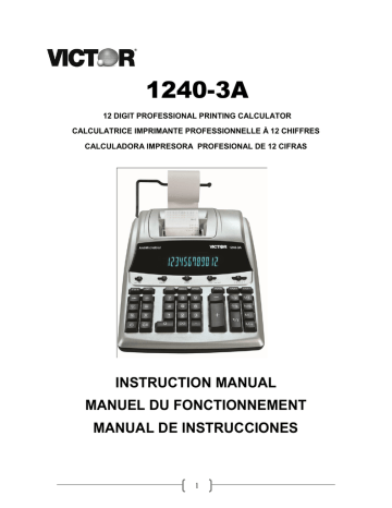 Victor Technology 1240-3A calculator Instruction manual | Manualzz