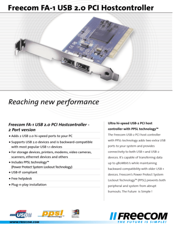 Freecom USB-2 PCI Host Controller Datasheet | Manualzz