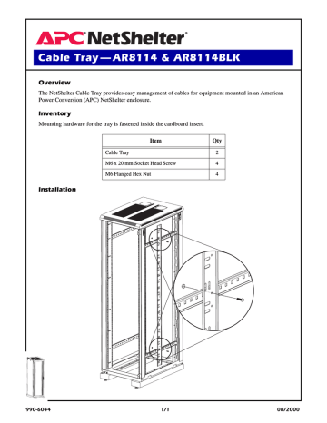 APC Side Cable Management Tray Beige Datasheet | Manualzz