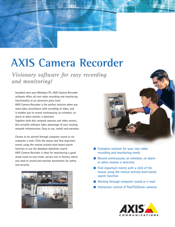 Axis Camera Recorder Datasheet | Manualzz
