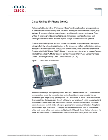 Cisco Unified IP Phone 7940G Datasheet | Manualzz