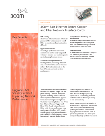 3com ETHERLINK 10/100 PCI SECURE NIC 25-PACK Datasheet | Manualzz