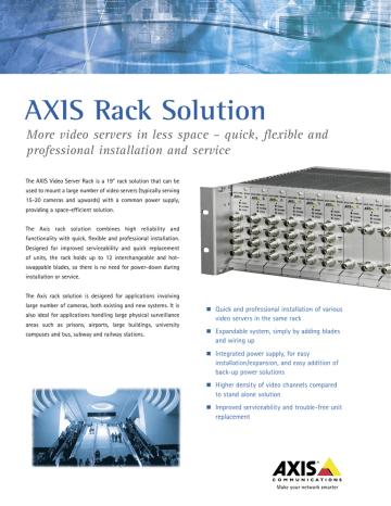 Axis VIDEO SERVER RACK Datasheet | Manualzz