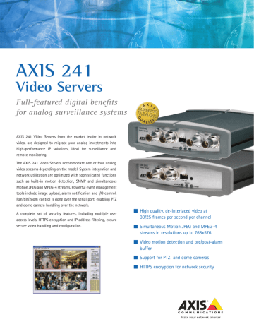 Axis 241S Datasheet | Manualzz