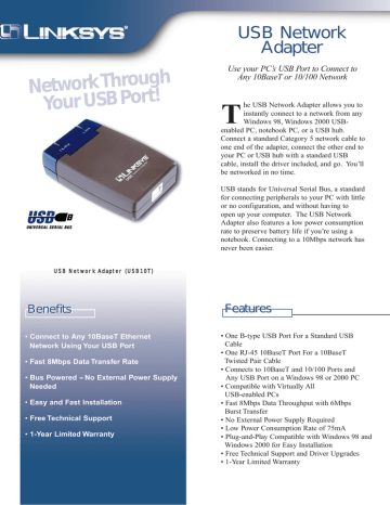 Linksys USB Network Adapter Datasheet | Manualzz