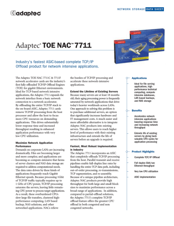 Adaptec ANA-7711C KIT - copper Datasheet | Manualzz