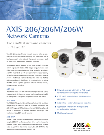 Axis 206 Network Camera Datasheet | Manualzz