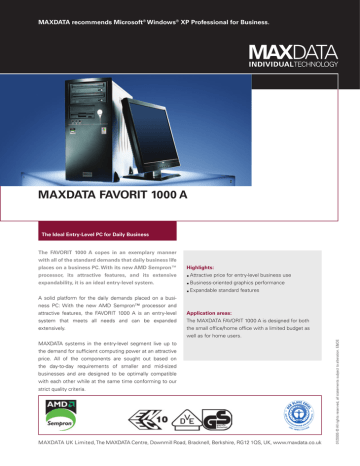 Maxdata Favorit 1000 A Datasheet | Manualzz