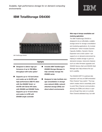 IBM System Storage & TotalStorage TotalStorage DS4300 Single Controller ...