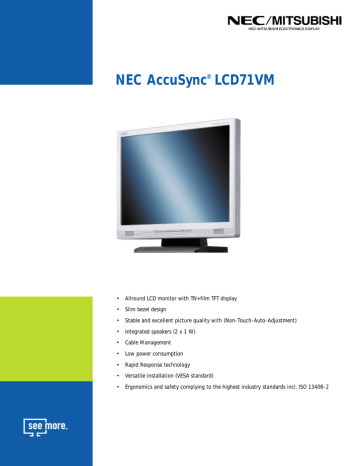 NEC AccuSync™ LCD71VM Datasheet | Manualzz